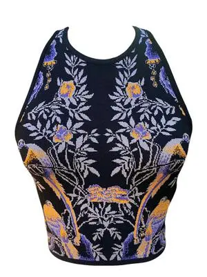 DIANA MOYA ATELIER Jacquard Knit Racerback Top - Black