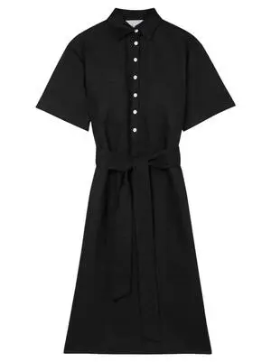 DĀL THE LABEL Linen Midi Shirtdress - Black