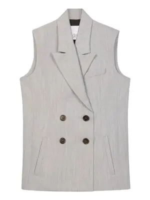 DĀL THE LABEL Wool Blend Double Breasted Vest - Grey