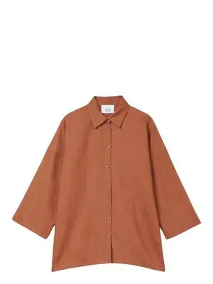 DĀL THE LABEL Essential Linen Oversized Shirt - Brown