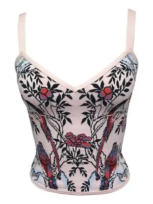 DIANA MOYA ATELIER Bird Jacquard Knit Top - Brown