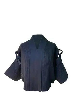 DIANA MOYA ATELIER Jackie Kimono Jacket With Tie Detailed Sleeves - Black