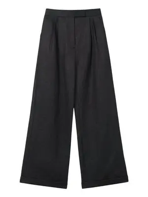 DĀL THE LABEL High-waisted Wide Leg Hemp Trousers - Black