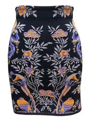 DIANA MOYA ATELIER Bird Jacquard Mini Skirt - Black