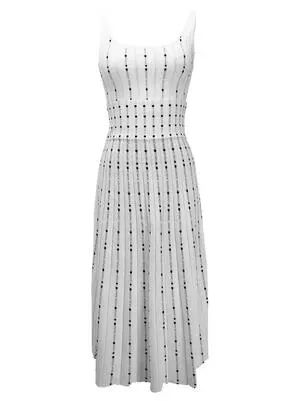 DIANA MOYA ATELIER White And Black Patterned Midi Dress - White/black