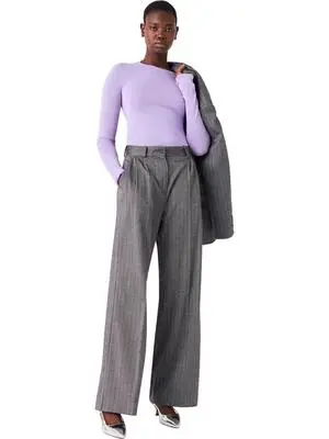 Maje Rhinestone Pinstripe Suit Trousers - Grey