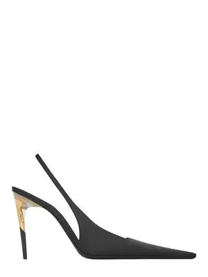 Saint Laurent Saint Laurent Goya Slingback Pumps In Satin Crepe Black