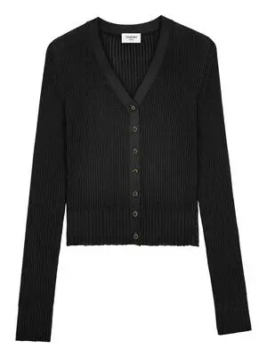 Saint Laurent Ribbed Knit Cardigan - Noir