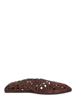 Alaïa Vienne Perforated Suede Flats - Brown