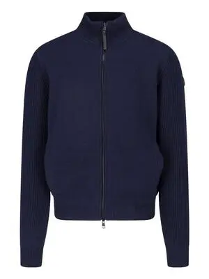 Moncler Virgin Wool And Cashmere Cardigan - Blue