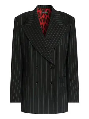 Dolce & Gabbana Double-breasted Jacket In Pinstripe Wool - Multicolor
