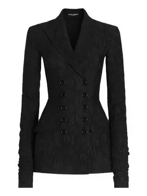 Dolce & Gabbana Floral Brocade Double-breasted Jacket - Black
