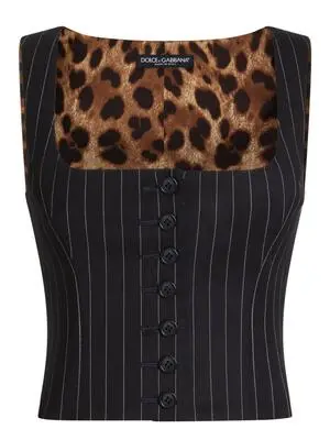 Dolce & Gabbana Pinstripe Wool Vest - Multicolor