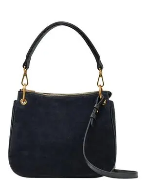 REISS Colette Suede Crossbody Bag - Navy
