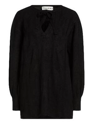 HAVEONE Lace-up Neckline Sweater - Black