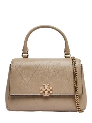Tory Burch Tory Burch Charlie Quilted Top Handle Chain Wallet Crossbody Bag Beige
