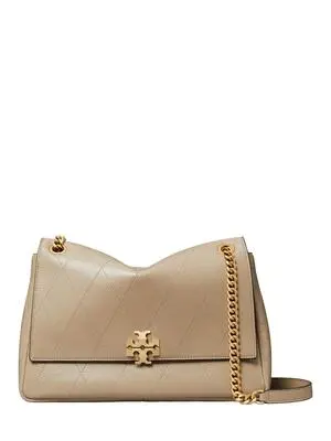 Tory Burch Charlie Quilted Leather Shoulder Bag - Beige