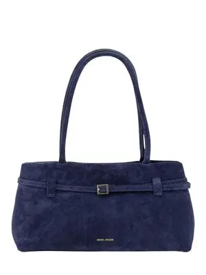 Manu Atelier Le Cambon East West Suede Shoulder Bag - Blue