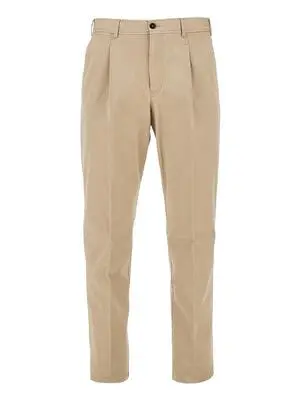 PT TORINO Gabardine Tapered Leg Trousers - Beige