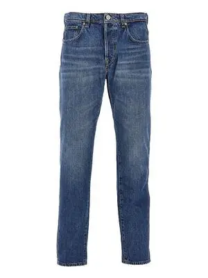 Incotex Cotton Denim Tapered Fit Jeans - Blue