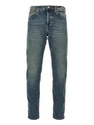 Incotex Tapered Fit Stretch Cotton Denim Jeans - Blue