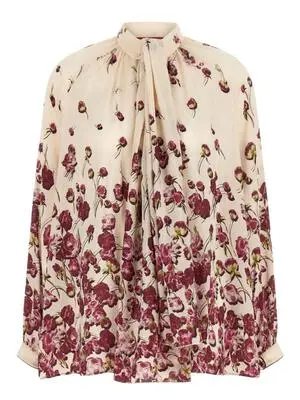 F.R.S FOR RESTLESS SLEEPERS Floral Tie-neck Blouse - Multicolor