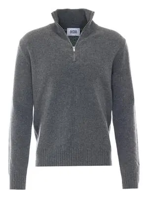 Alpha Studio Half-zip High-neck Cardigan - Grey