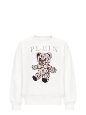 Philipp Plein Long-sleeve Sweatshirt With Embellished Teddy Bear Graphic - White