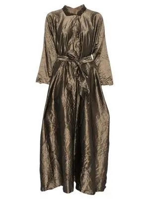 DANIELA GREGIS Crinkled-finish Maxi Dress - Brown