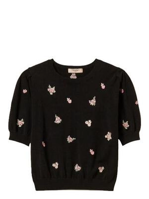 TWINSET Wool-blend Jumper With Floral Embroidery - Black