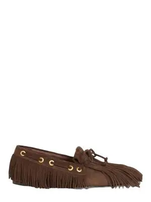 Etro Suede Boat Loafers With Fringing - Brown