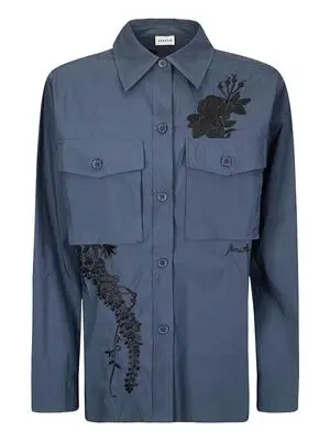 P.a.r.o.s.h Floral Embroidered Shirt - Slate Blue