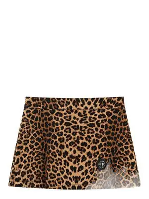 Philipp Plein Leopard Print A-line Skirt - Black