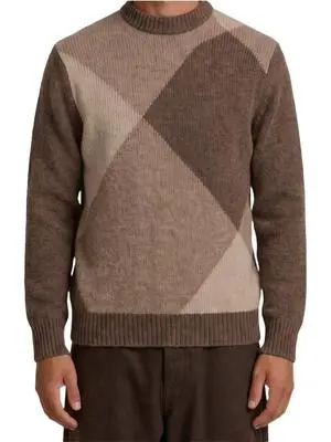 BALLANTYNE Crew Neck Argyle Sweater - Brown