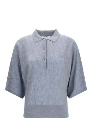 LISA YANG Norie Polo Knitted Top - Grey