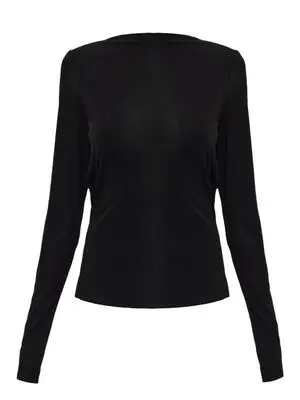 Cult Gaia Long Sleeve Draped Top - Black