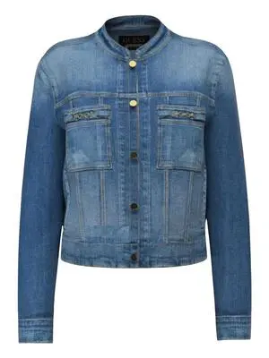 GUESS Long Sleeve Denim Jacket With Metal Trims