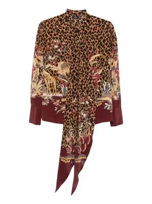 Etro Tie-neck Printed Long-sleeve Top - Brown