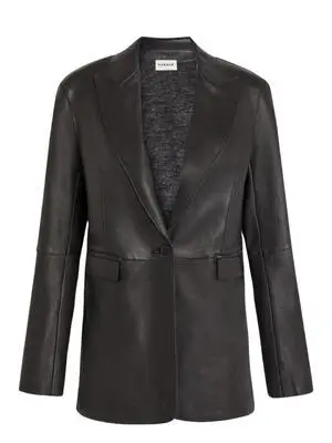 P.a.r.o.s.h Long Sleeve Leather Blazer - Black
