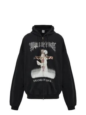 Vetements Graphic Zip-up Hoodie - Black