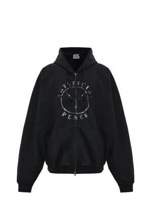 Vetements Printed Zip-up Hoodie - Black