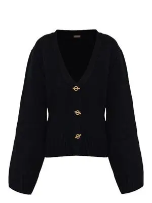 Cult Gaia Long Sleeve V-neck Cardigan - Black