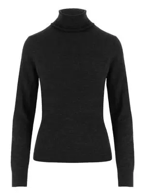 ALLUDE Turtleneck Sweater With Ribbed Cuffs And Hem - Black