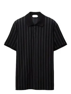 Versace Jacquard Cotton Piqué Polo - Black
