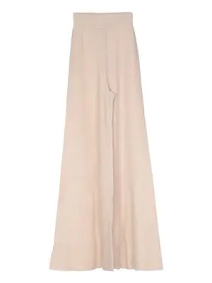 Loro Piana Ribbed Wide-leg Casual Pants - Nude