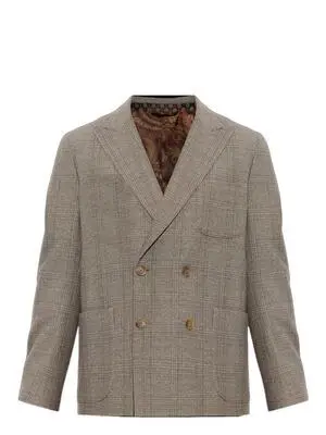 Etro Checked Double-breasted Blazer - Gray