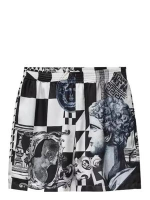 Versace Printed Silk Twill Shorts - Black