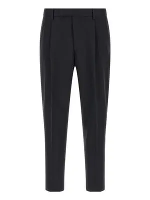 Zegna Pleated Tapered Trousers - Blue