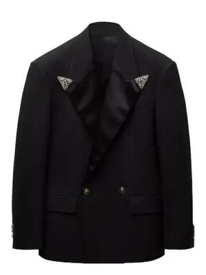 VERSACE Versace Embellished Lapel Double-Breasted Blazer