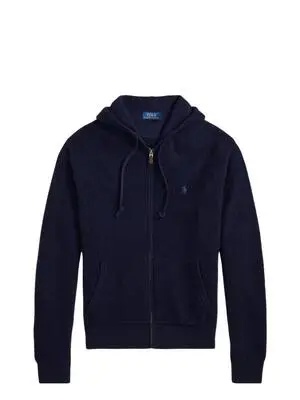 Polo Ralph Lauren Waffle-knit Wool-cotton Zip-up Hooded Sweater - Hunter Navy